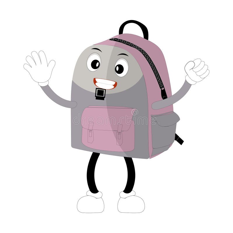 Backpack Mascot Cartoon Back To School and Have Fun. Character Doodle ...