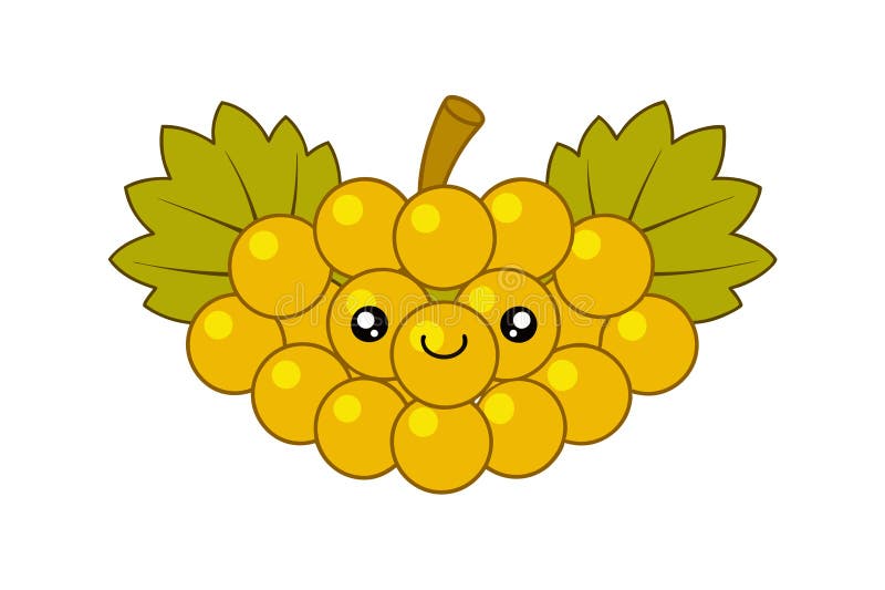 Cute Cartoon Bunch of Grapes Vector Illustration. Stock Vector ...