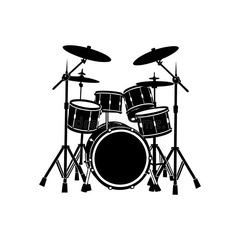 Musical Instrument Logo Illustration - Drum Set Silhouette Vector ...
