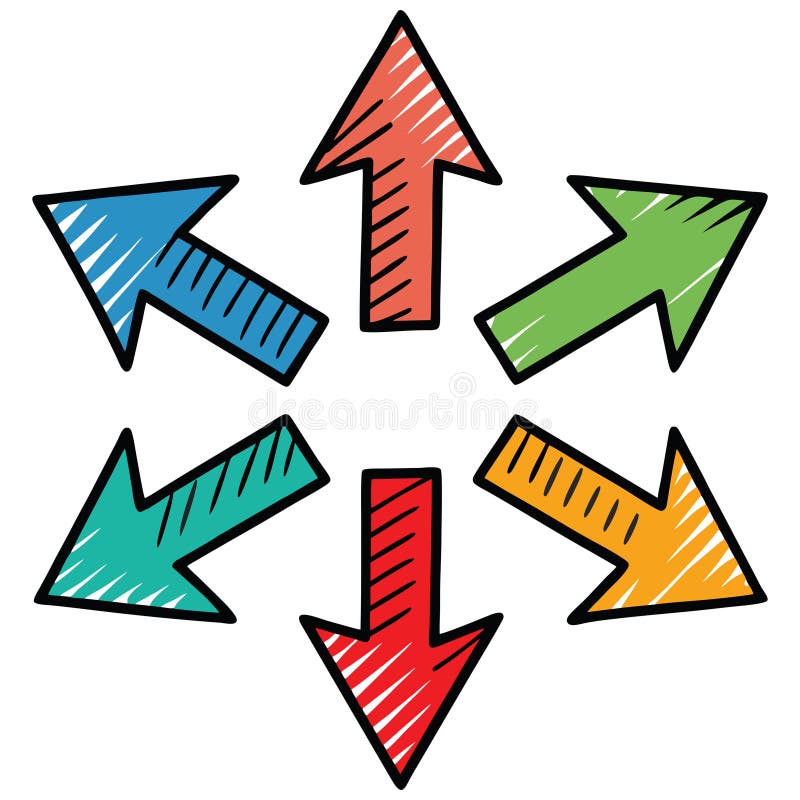 Set of Hand Drawn in and Out Arrow Icons Vector Illustration Stock ...