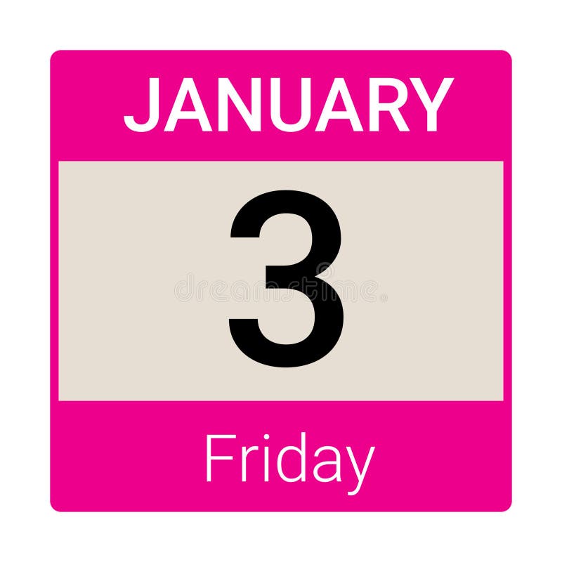 3 January Friday , Date Template, January Calendar Design, Stock ...