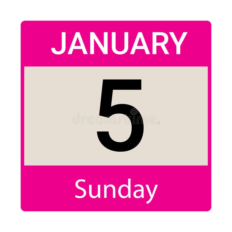 5 January, Sunday Date, Date Template, Calendar Design, Stock ...