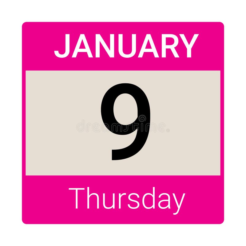 9 January, January 9, Thursday Date Template, Calendar Design, Stock ...