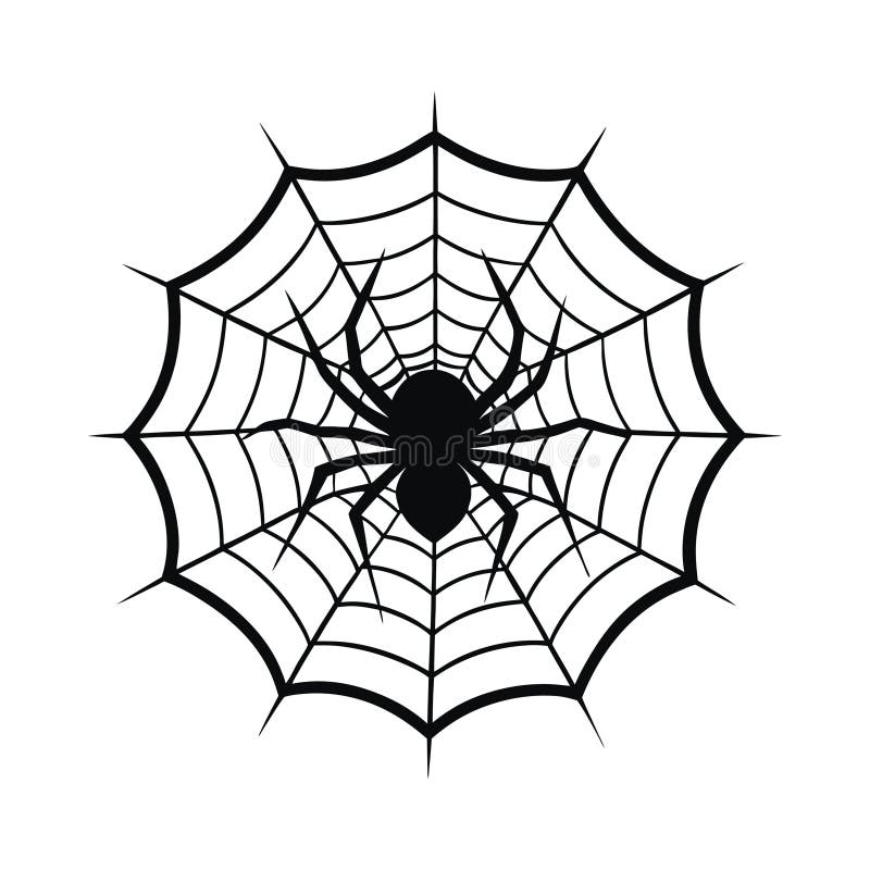 Black Spider and Web Flat Icon Vector Illustration. Stock Vector ...