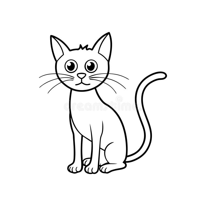 Sad Skinny Cartoon Cat Vector Illustration. Stock Vector - Illustration ...