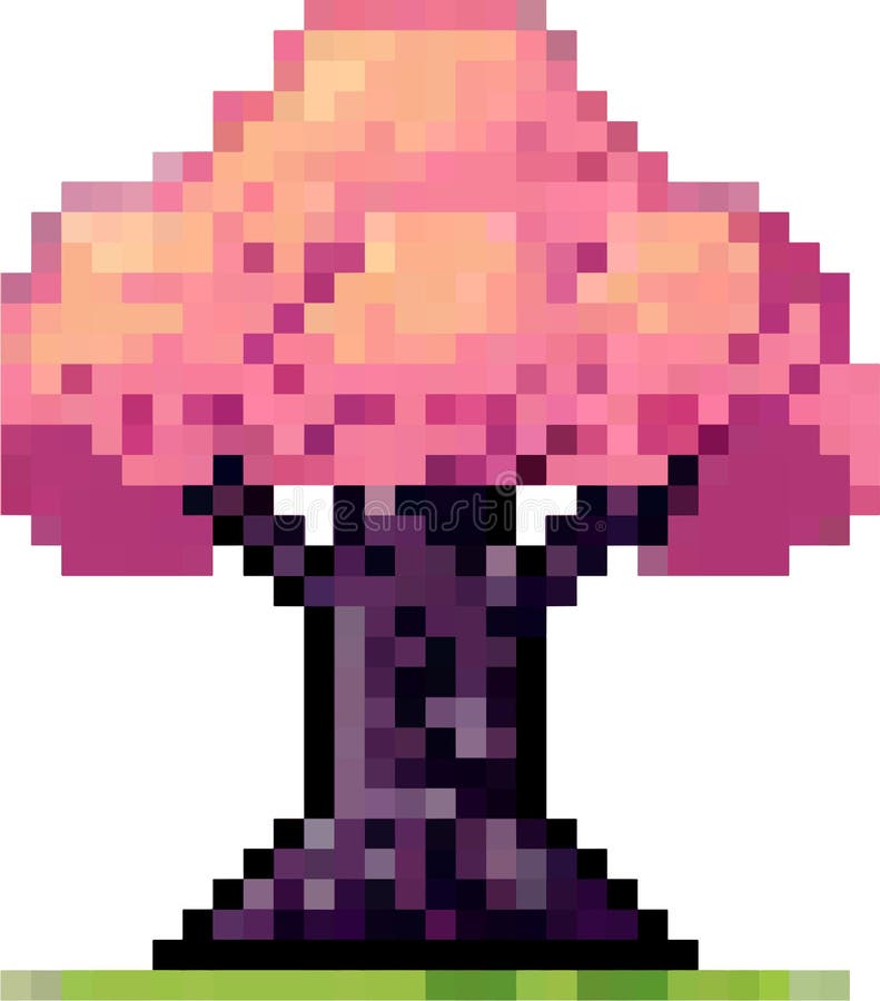 Sakura Tree Pixel Art. Forest Elements Logo Collection. 8-bit Stock ...