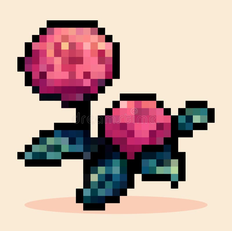 Flower Pixel Art. Tree Elements Logo Collection. 8-bit Stock Vector ...