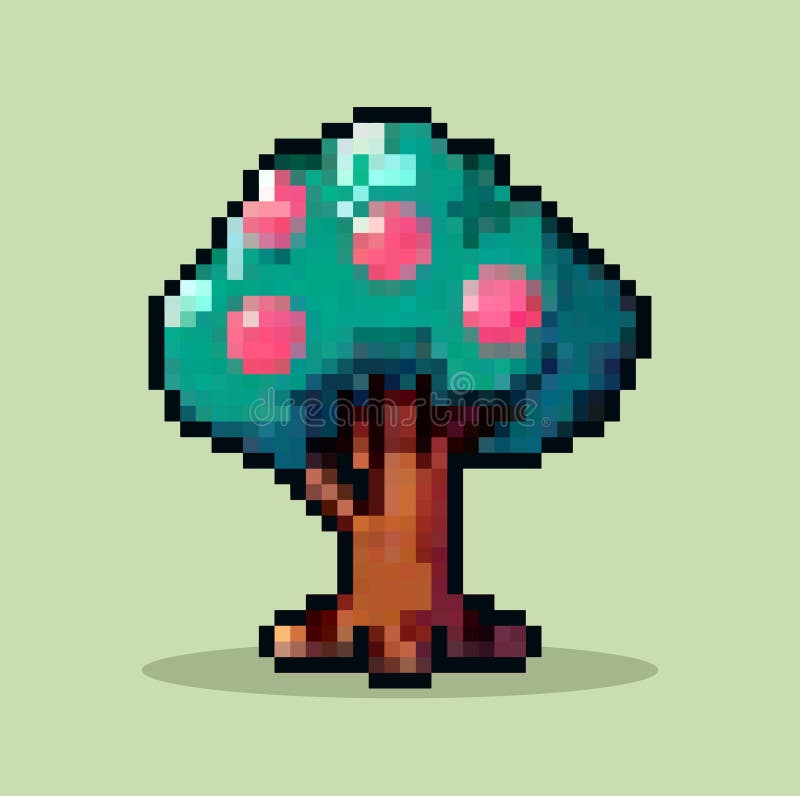 Tree Pixel Art. Forest Elements Logo Collection. 8-bit Stock Illustration - Illustration of ...