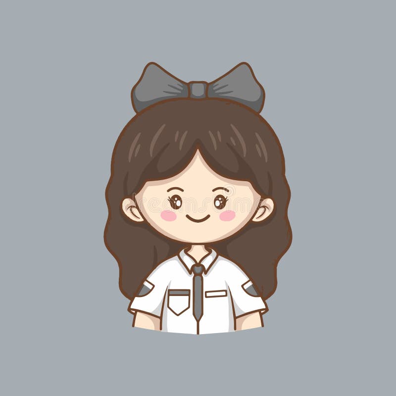 Cute Girl with Ribbon Sticker Stock Vector - Illustration of playful ...