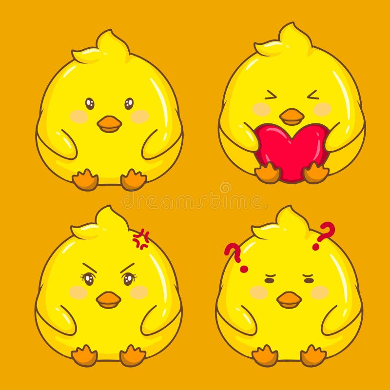 Cute chicks sticker bundle stock vector. Illustration of cute - 328657206