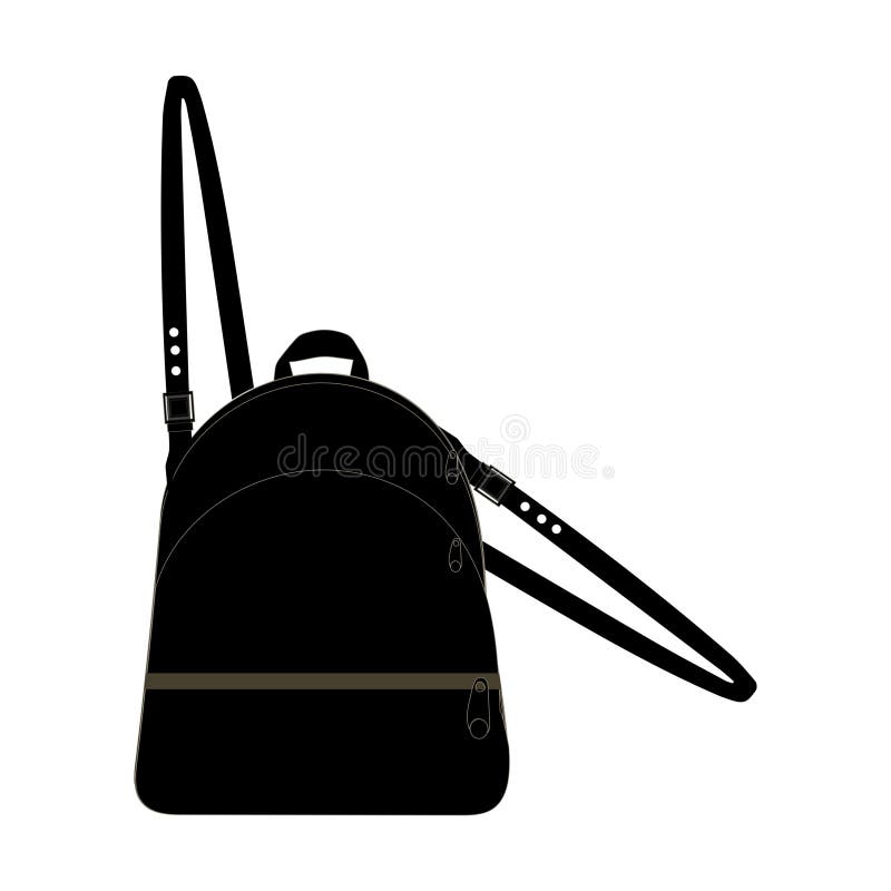 A Black Backpack Silhouette with a Front Pocket and Side Pockets Stock ...