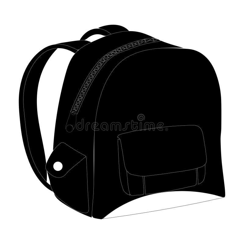 A Black Backpack Silhouette with a Front Pocket and Side Pockets Stock ...