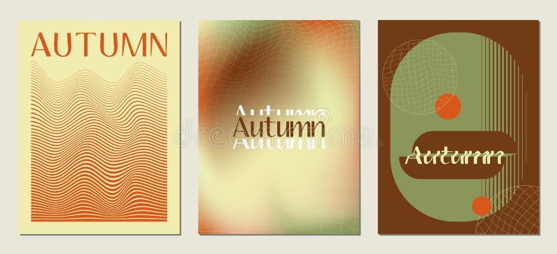 Autumn Modern Abstract Retro Futuristic Posters Collection Stock Vector ...