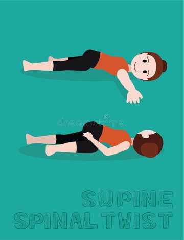 Yoga Supine Spinal Twist Supta Matsyendrasana Cartoon Vector ...