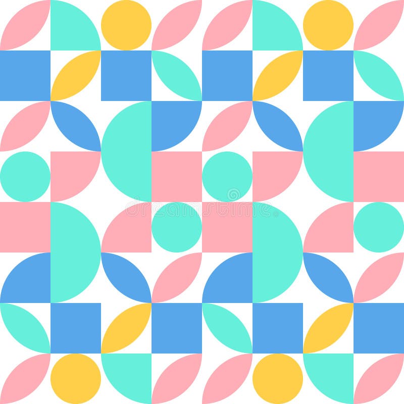 Seamless Colorful Pastel Bauhaus Pattern Design Stock Illustration ...