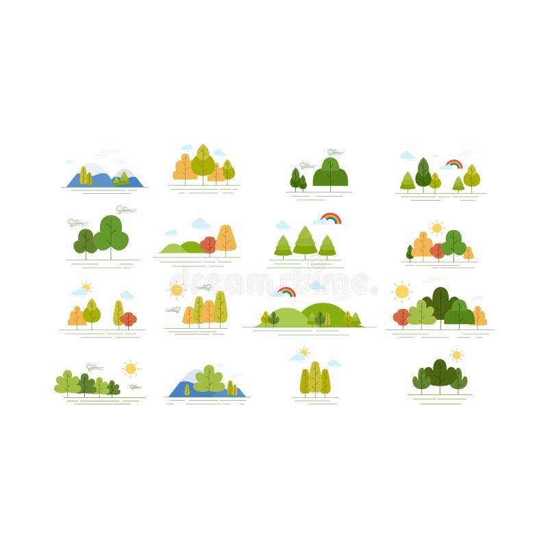 Nfo Graphic and Elements of Natural Forest Landscapes, Flat Design ...