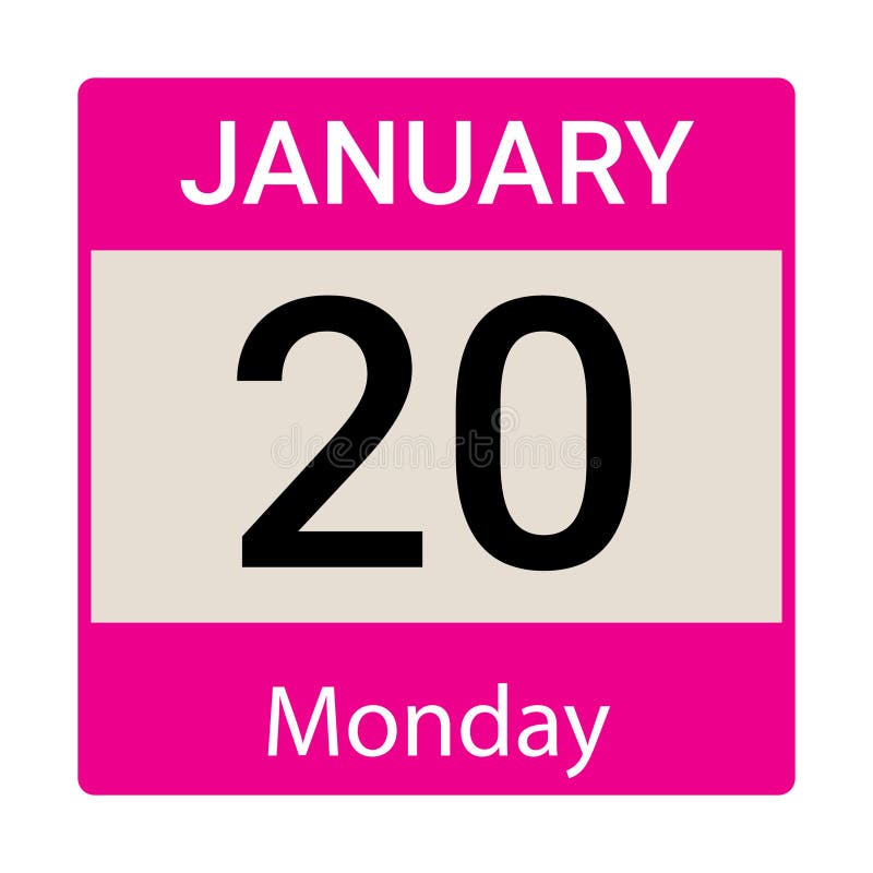 20 January .Monday Date Template .Useful Design for Calendar or Event ...