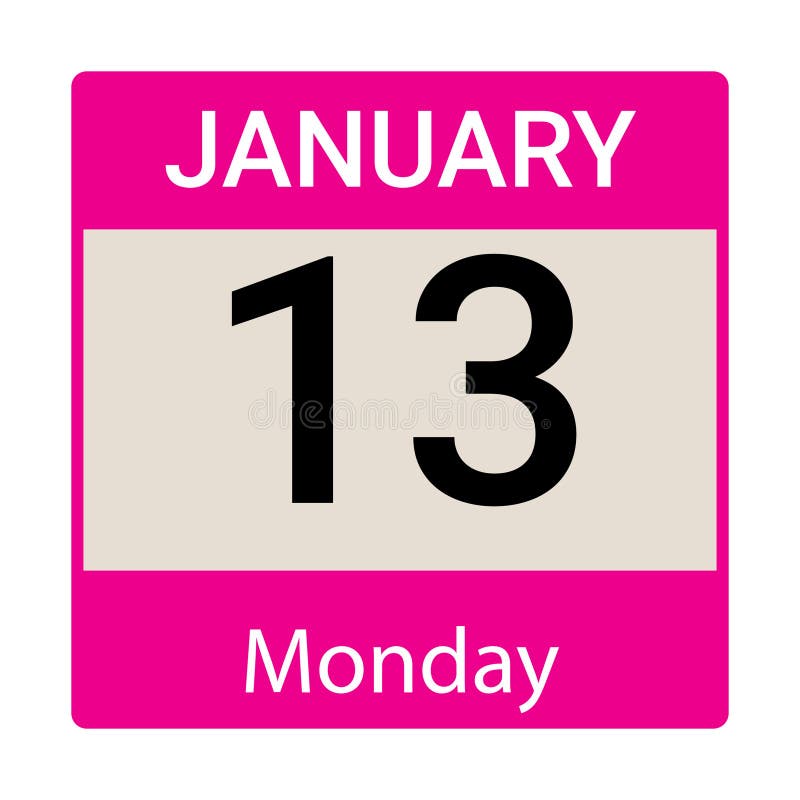 13 January . Monday Date Template .Useful Design for Calendar or Event ...