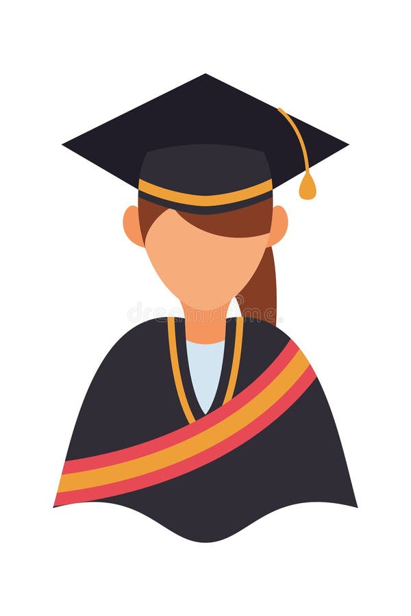 Graduate Student Cartoon Avatar on White Background Elements Stock ...