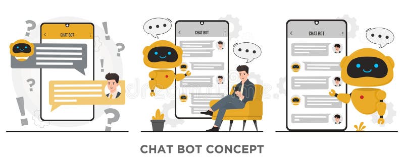 Chatbot Concept. Flat Design Vector Illustration of Chat Bot Ai Concept ...