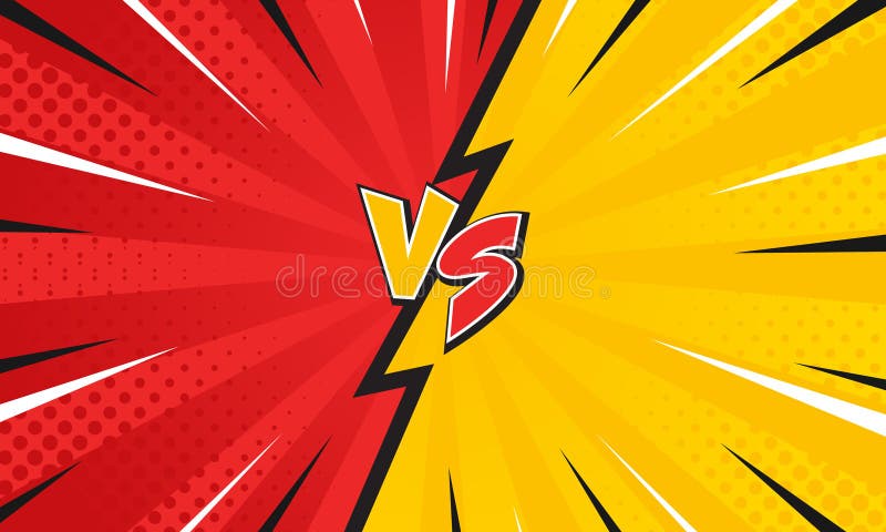 Versus VS Pop Art Comic Sunburst Effect Background with Halftone ...