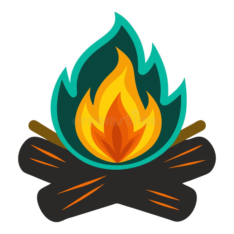 Burning Bonfire or Campfire, Firewood with Fire or Flame Stock Vector ...