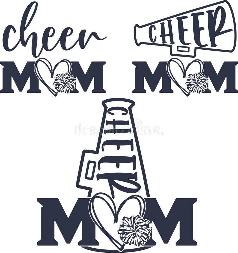 Cheer Mom, Cheerleader, Cheerleading, Cheer Pom Poms Stock Vector ...