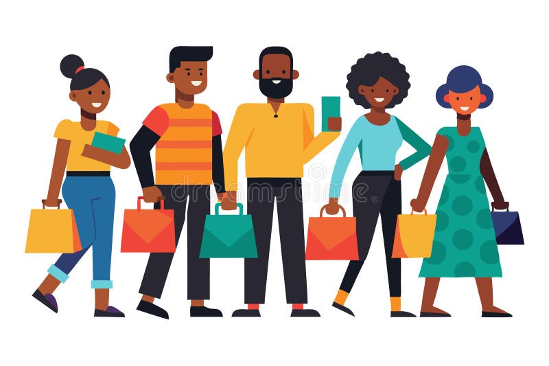 A Beautiful Image of Black People Shopping Illustration Stock Vector ...