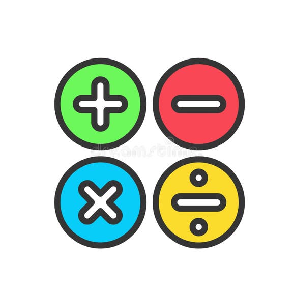 Math Plus Minus Multiple Division Equation Sign Vector Icon ...