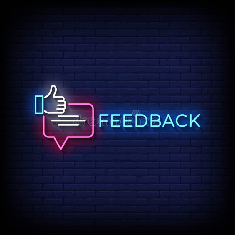 Feedback Neon Sign Vector with Brick Wall Background Stock Vector ...