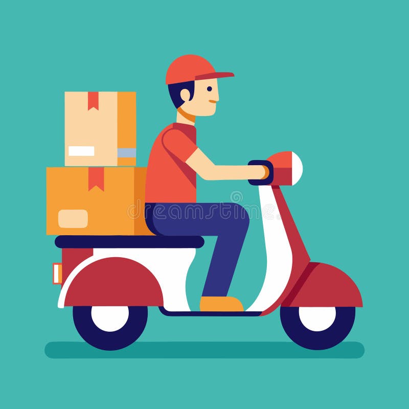 Flat Delivery Man for Shopping Online Site Stock Vector - Illustration ...