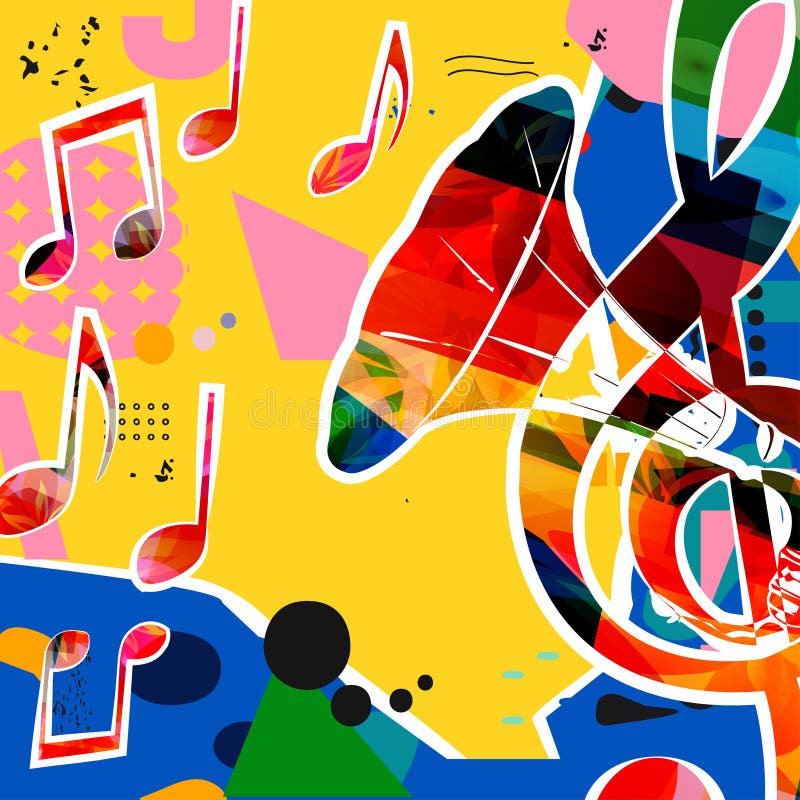 Colorful G-clef with Gramophone Horn Isolated Vector Illustration ...
