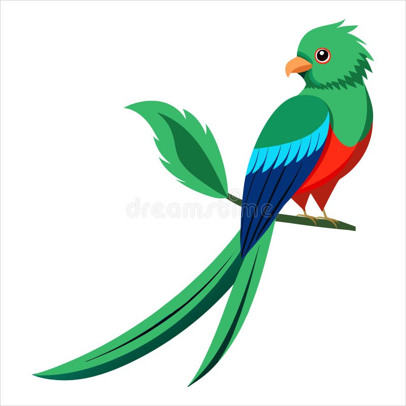 Beautiful Resplendent Quetzal Bird Vector Art Illustration Stock Vector ...