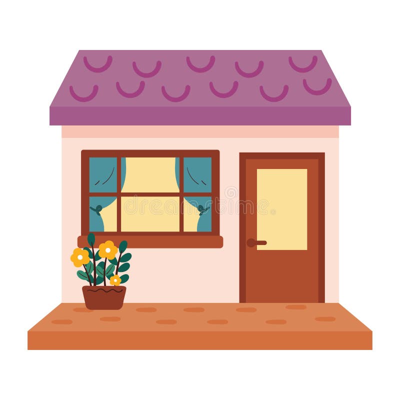 Hand Drawing Cartoon Cute House Stock Vector - Illustration of window ...