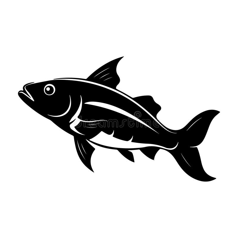 Atlantic Cod Fish Vector Illustration Silhouette Stock Illustration ...