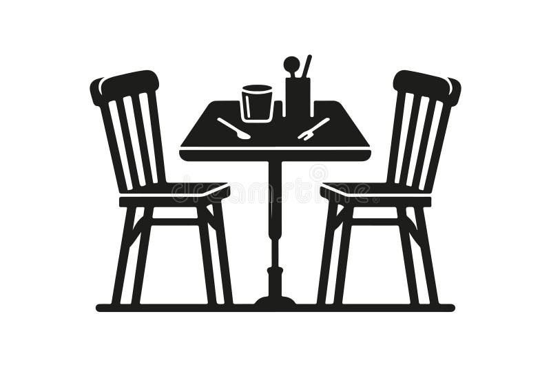 A Table and Chair Silhouette Vector Art Stock Illustration ...