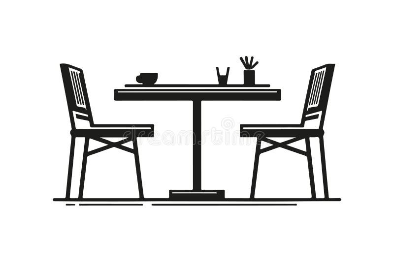 A Table and Chair Silhouette Vector Art Stock Illustration ...