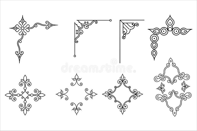 Victorian Floral Oval, Corner, and Round Frames Vector Set. Stock ...