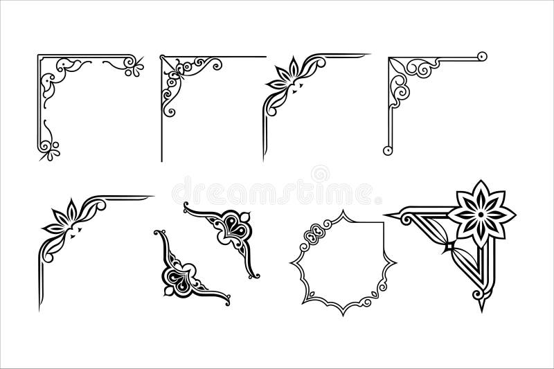 Victorian Floral Oval, Corner, and Round Frames Vector Set. Stock ...