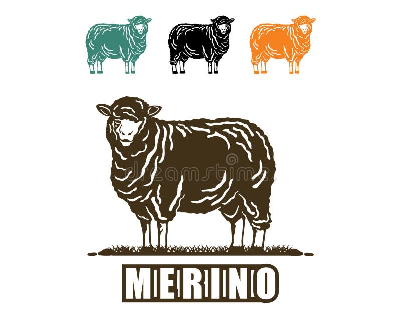 Great Merino Sheep Standing at Farm Logo Stock Vector - Illustration of ...