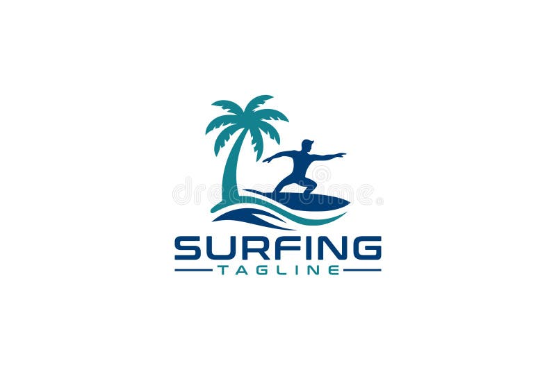 Wave Rider Surfing Logo Vector Design Stock Vector - Illustration of ...