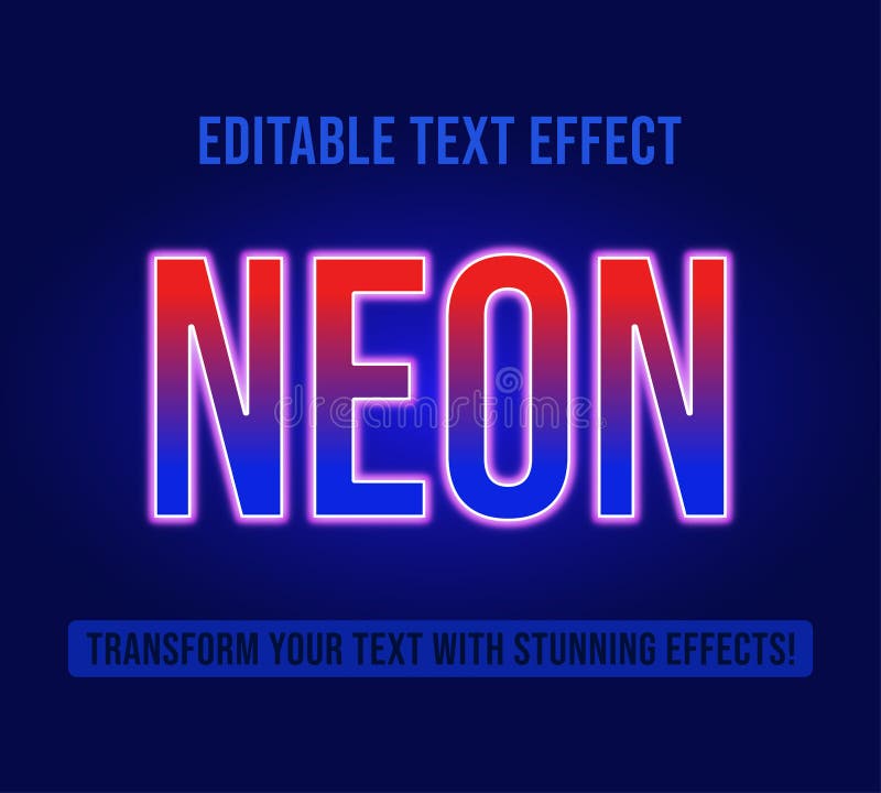 Editable Text Effects with Glowing Red Blue Neon Theme Stock ...