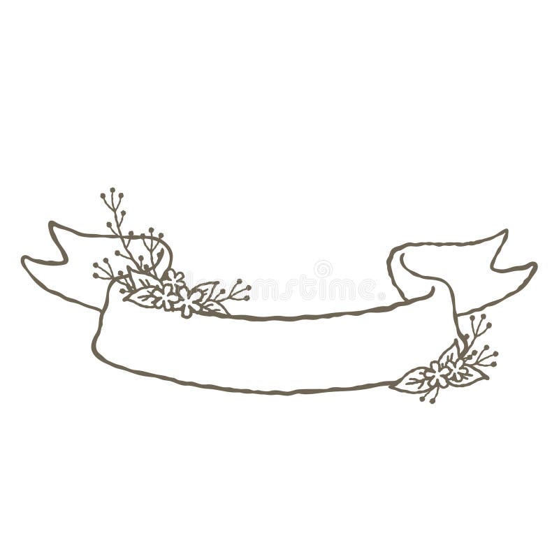 Series of Beautiful Classic Hand Drawn Floral Ribbon Banner Background ...