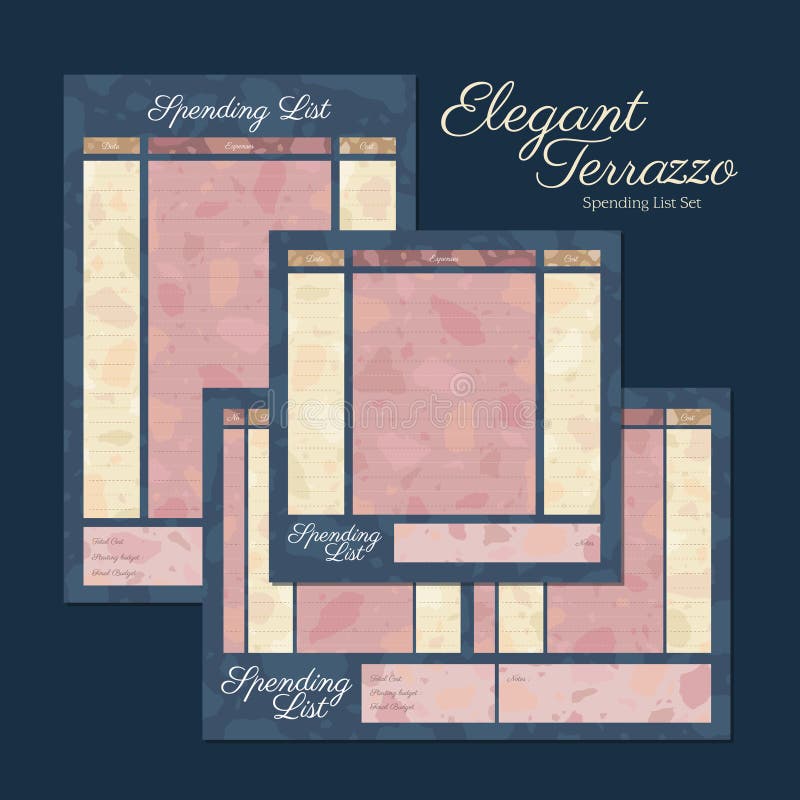 Series of Journals and Planner Paper Page in Beautiful Terrazzo Granite ...