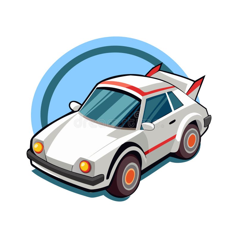 Cartoon Retro Car with Racing Stripes - Digital Illustration Stock ...