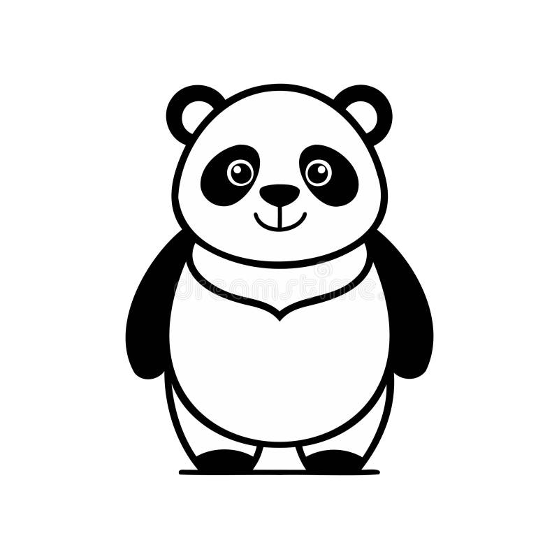 Cute Panda Outline Cartoon Illustration Stock Vector - Illustration of ...