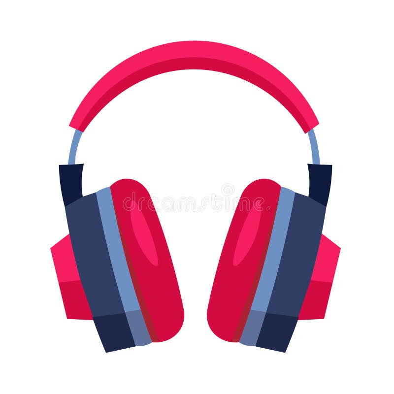 Red Headphone Vector Image, Red Earmuff Illustration, Headphones Flat ...