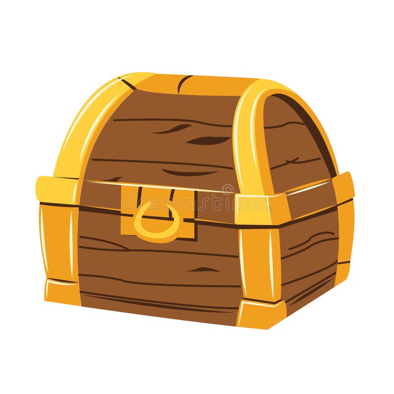 Cartoon Pirate Treasure Chest Vector Illustration, Closed Wooden ...
