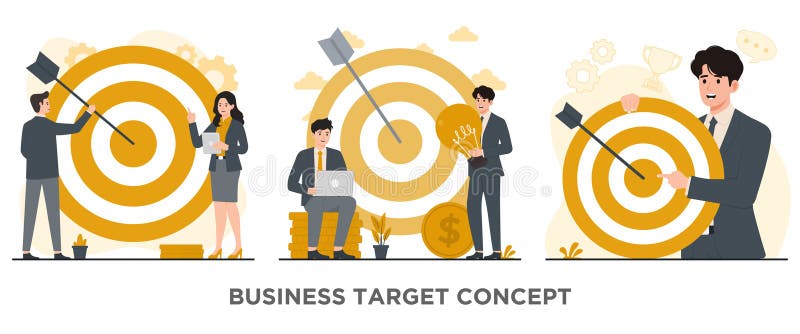 Flat Vector Business Target Objective, Goal or Target Concept ...