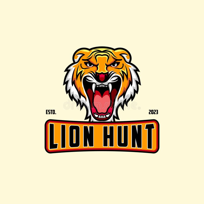 Lion Hunt Vintage Illustration Elegant Quality Logo Stock Vector ...